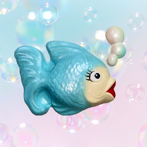 Accents | Chalkware Fish With Bubbles Retro Style Rockabilly Bathroom ...